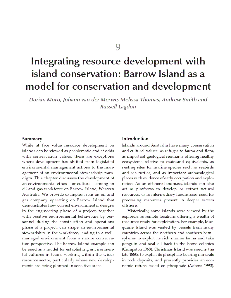 Integrating resource development with island conservation: Barrow ...